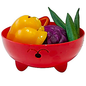 NICO SEE WONDER 2000ML/68OZ Microwave Ramen Bowl, Noodle Bowl with Strainer and Handle, Steamer for Cooking Food and Vegetables，Multifunctional Bowl for Cooking, Rinse,Storage. (Red)