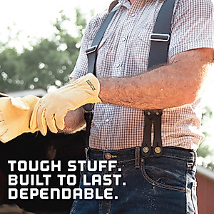 Welch, WK-3854Y-LEF-BLK, Tuff Stuff Work Suspenders for Men and Women - Button on Pants, Heavy Duty 2" wide Elastic, Adjustable Strap, for Jeans, Pants, and Trousers, Size Medium, Black