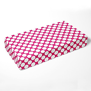 Bacati - ONE Large DOTS Soft Breathable 100% Cotton Percale Baby Crib Fitted Sheet - Fits Standard 28 x 52 x 5 Crib & Toddler Mattresses (Pink/Fuchsia)