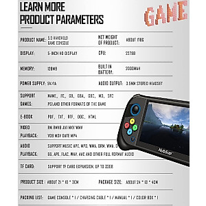 Handheld Game Console 5 inch Retro Handheld Video Games Consoles Built-in Rechargeable Battery Portable Style Hand Held Game Consoles System NXNP-5001