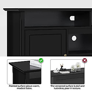 Yaheetech Black TV Stand for TVs up to 65 Inch, Modern Entertainment Center Media TV Console with Open Compartments & Double Doors, TV Cabinet with Storage for Living Room & Bedroom, 31 in Tall