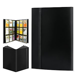 RHOTALL Card Binder for Trading Card Collection Binder, 9 Pockets Black Card Album Holder, High Qulity Card Folder for Football, Baseball, Game, Photocard - Side Loding Card Binder