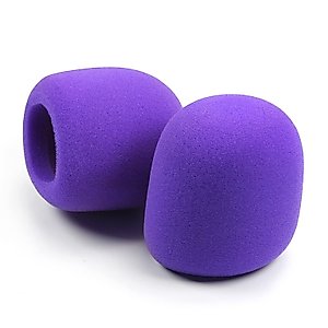 Fielect 2Pcs Microphone Cover Sponge Foam Mic Cover Handheld Microphone Windscreen Shield Protection Micro Foam Filter Purple for KTV Broadcasting