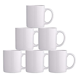 GBHOME Sublimation Mugs Blank, 12 OZ White Ceramic Sublimation Cups, Bulk Mugs for Coffee, Milk, Latte, Hot Cocoa, Set of 6