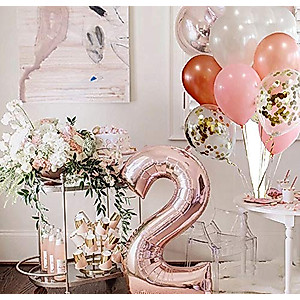Juland Rose Gold Number Balloons Large Foil Mylar Balloons 40 Inch Giant Jumbo Number Balloons XXL for Birthday Party Decorations – 22