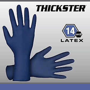 SAS Safety 6604 Thickster X-Large Textured Exam Grade Latex Gloves, Blue