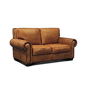 Valencia 100% Top Grain Hand Antiqued Leather Traditional Loveseat