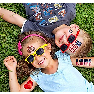 Terra Tattoos Assorted Temporary Tattoos Designs Party Favors Costumes Goody Bags Adults Kids Waterproof Temporary Tattoos (4th of July)