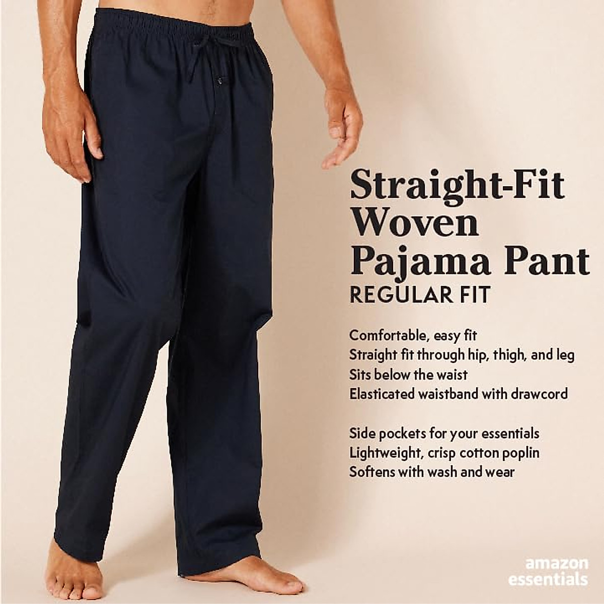 Amazon Essentials Men's Straight-Fit Woven Pajama Pant, Light Blue White Plaid, Medium