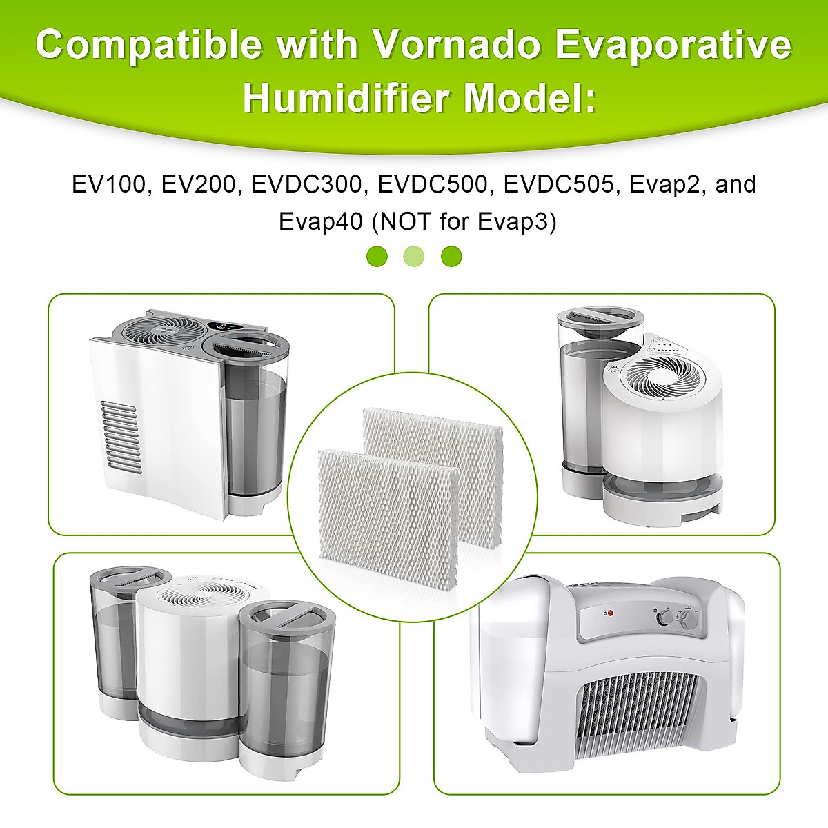 MD1-0034 Humidifier Replacement Filters Wick -Compatible with Vornado Evaporative Humidifier Filter Model:Evap40,Evap2,Ev100, Ev200,Evdc300,Evdc500,Evdc505 (2 Pack)