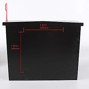 Black Wall Mount Locking Mailbox - Solar House Numbers Light Large Capacity Illuminated at Night - Waterproof Iron Mental Address Numbers Mail Box Outdoor with Keys