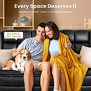 Loveseat Recliner Sofa, Reclining Loveseat with Removable Console, USB Ports & Cup Holders, RV Wall Hugger Double Recliner Couch, 2 Layer Cushion Modern Manual Love Seat Chair for Living Room, Black