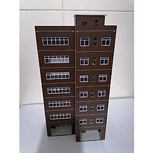 ATINGSHOKB HO Scale Building 1:87 DIY Train Railway Modern Tall Business Buildings Office House Assembled Architectural for Model Train Layout (Brown)