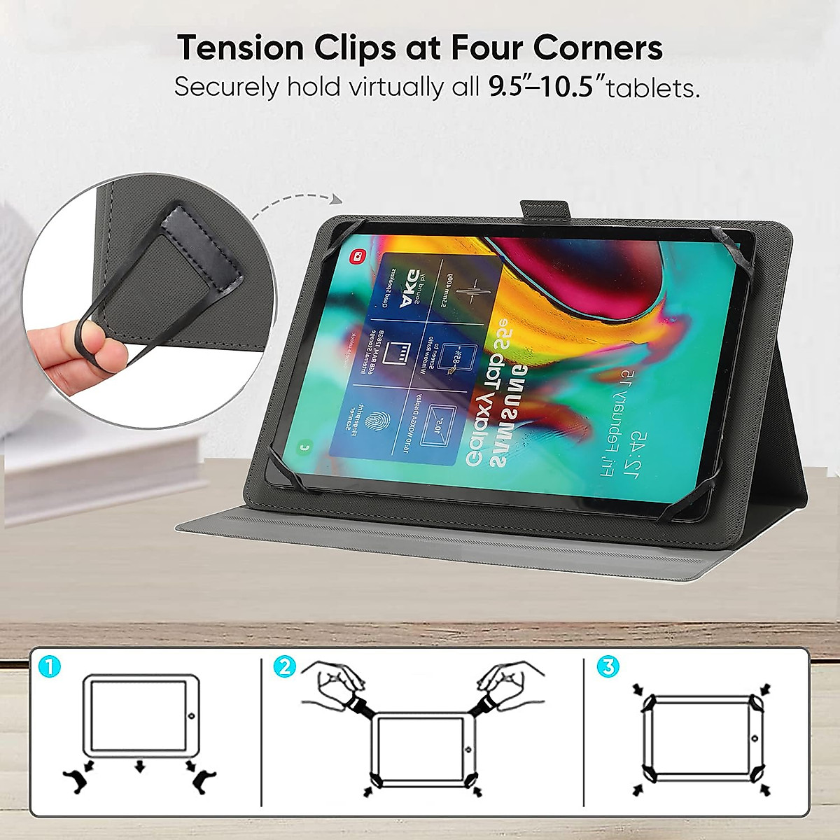 Pudazvi Universal 9.5"-10.5" Inch Tablet Case,360 Degree Rotatable Kickstand Multiple Viewing Stand Case Cover for 9.6" 10" 10.1" 10.5" and All 9.5-10.5 Inch Touchscreen Tablet,Marble Purple