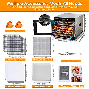 LynTorin Food Dehydrator Machine, 700W 8 Trays Dehydrators for Food and Jerky with 95-167℉ Temperature & 24H Timer, Food Dehydrator 19pcs Tray&Sheet