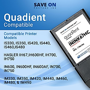 Save On Postage Ink Compatible ININK67HC Quadient Neopost Compatible Ink Cartridge - high Capacity for in Series 600/700/750 Mailing Machine Bases
