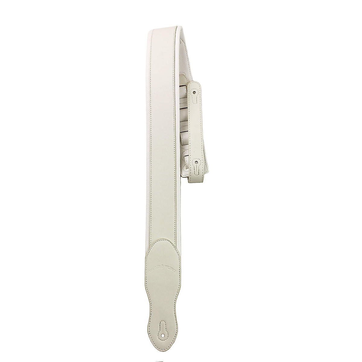 Walker & Williams G-04-WHT Ivory White Handmade Guitar Strap With Arctic White Padded Glove Leather Back For Acoustic, Electric, And Bass Guitars