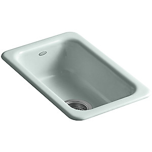 KOHLER K-6586-FE Iron/Tones Self-Rimming (12" X 18-3/4") or Undercounter (9" X 15-3/4") Kitchen Sink, Frost