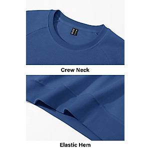 MAGCOMSEN Men's Light Spring Pullover Casual Crewneck Sweatshirts Lightweight Long Sleeve Shirt Blue Grey,L