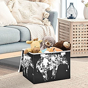 innewgogo White Elephant Storage Bins with Lids for Organizing Large Collapsible Storage Bins with Handles Oxford Cloth Storage Cube Box for Room