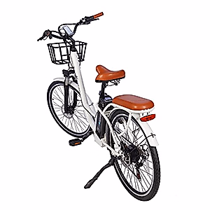 NARRAK 36V 350W 10Ah 26" Step-Thru Electric Bicycle City E-Bike Mountain Bikes Up to 30 Miles Removable Battery, Shimano 7-Speed and Dual Shock Absorber Commuter Bike for Adults (White)