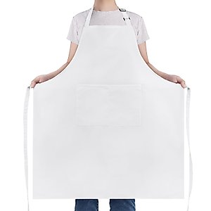 NLUS Extra Large Aprons for Men, Adjustable White Chef Apron for Men Kitchen Cooking Aprons for Women with 2 Pockets, Water & Oil Resistant - 1 PACK