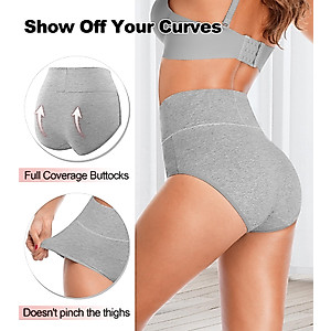 OLIKEME Women's High Waisted Underwear Tummy Control Underwear Postpartum Underwear Breathable Womens Underwear Soft Cotton Panties Full Coverage Briefs, 5-pack Size L