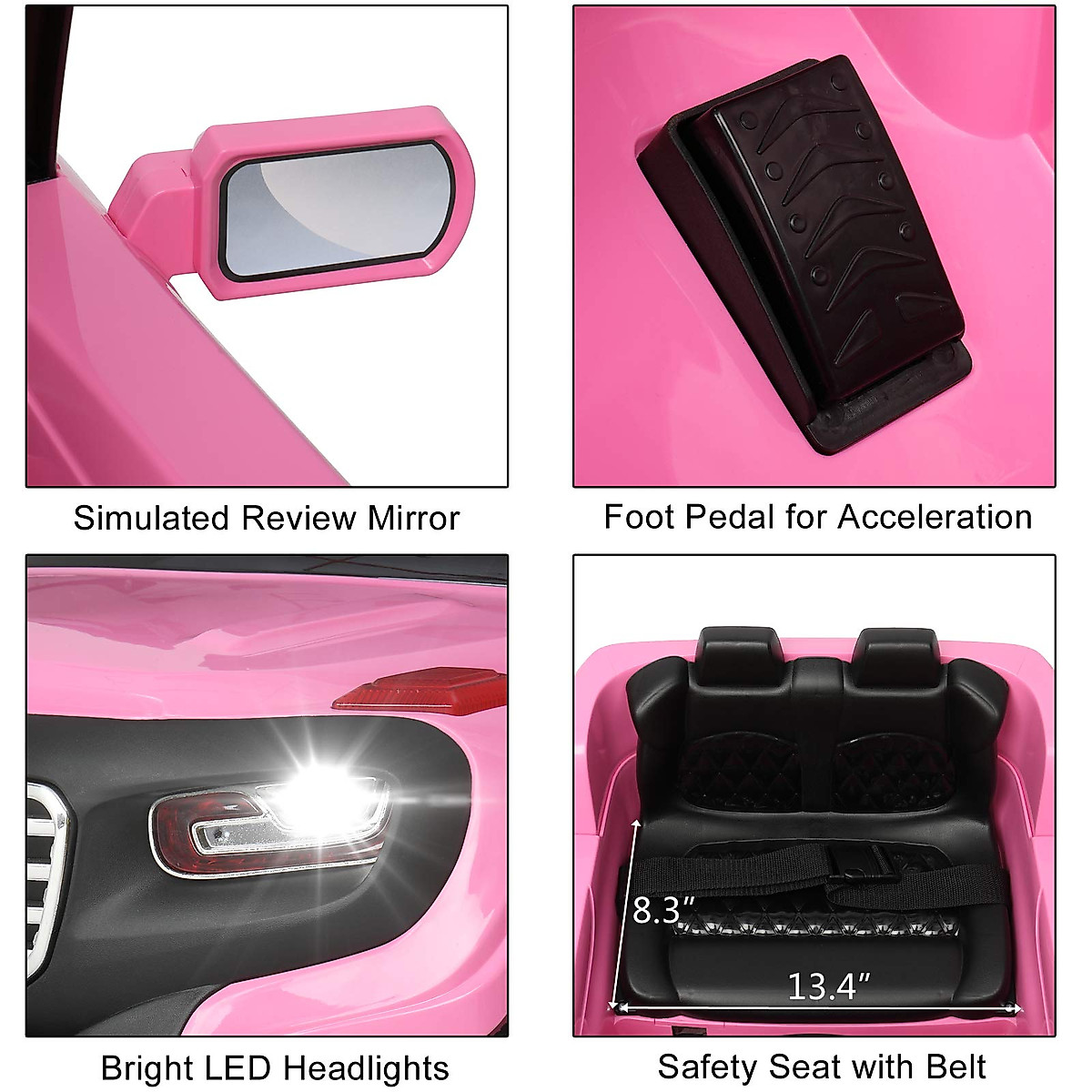 VALUE BOX Electric remote control Truck, Kids Toddler Ride On Cars 6V Battery Motorized Vehicles Children's Best Toy Car Safe with 3 Speeds, music, seat belts, LED lights and realistic Horns (Pink)…