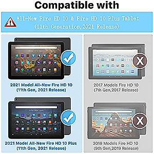 Keyboard Case for All-New Kindle Fire HD 10 and Fire HD 10 Plus Tablet (Only Compatible with 11th Generation 2021 Release)Slim Lightweight Protective Cover with Detachable Bluetooth Keyboard(Blue)