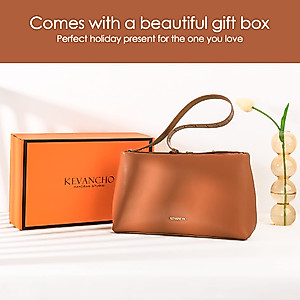 KEVANCHO Shoulder Bag for Women, Leather Purses and Handbags, Women's Fashion Tote Clutch Bag with Zipper (57 Brown)