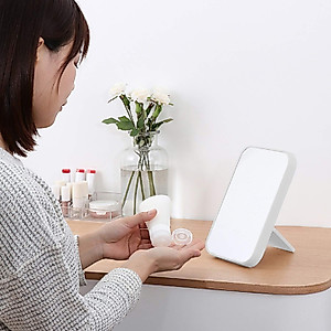 Coobbar Desktop Foldable Makeup Mirror Simple Portable Princess Mirror Square Makeup Mirror for Women (White)