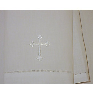 White Linen Baptism Cloth with White Cross Towel Size Model: