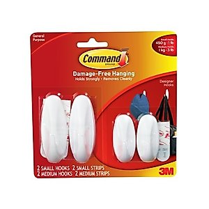 Command Designer Hooks, 2-Small, 2-Medium, 4-Pack