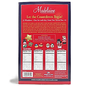 Madelaine Solid Premium Milk Chocolate Santa's Workshop Countdown Christmas Advent Calendar Filled With 24 Solid Premium Milk Chocolates, 6oz