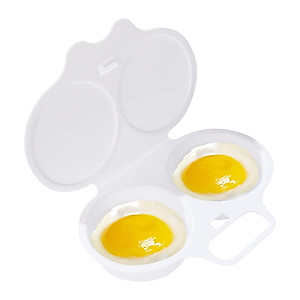 Microwave Egg Poacher - Dishwasher Safe Fast Egg Poacher, Double Drain Poached Egg Cups | Easy to Use Microwave Cavity Egg Cooker, Egg Poacher Microwave Egg Cooker for Kitchen, Cooking Gadgets, White