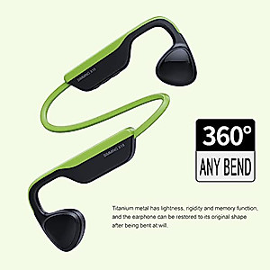 Bone Conduction Headphones Waterproof IPX8 Underwater Swimming Open Ear Earphones for iPhone Android Workout Bluetooth Over Ear Phones Built-in Microphone Headset for Running Swim Cycling Gym Green