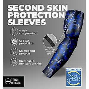 Tough Outdoors Sports Compression Arm Sleeves for Men & Women - Youth, Kids Basketball Shooting Sleeves - Football, Baseball