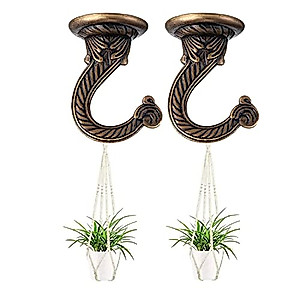 GDQLCNXB 2 Sets 55mm/2.17" Ceiling Metal Ceiling Hooks, Heavy Duty Swag Ceiling Hooks with Hardware for Hanging Plants/Chandeliers/Wind Chimes/Ornament (Bronze Color)