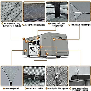 DikaSun RV Cover Class A 2022 Upgraded 6 Layers Heavy Duty Anti-UV Waterproof Windproof Breathable Class A Motorhome Camper Cover for 34-37ft with 2Pcs Extra Straps & 6 Gutter Covers