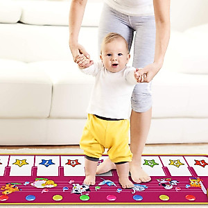 RenFox Musical Piano Mat, Toddlers Music Floor Keyboard Blanket Dance Mat with 8 Different Animal Sounds, Early Learning Educational Toys Gift for 1 2 3 4 Years Old Baby Boy Girl (Batteries Included)