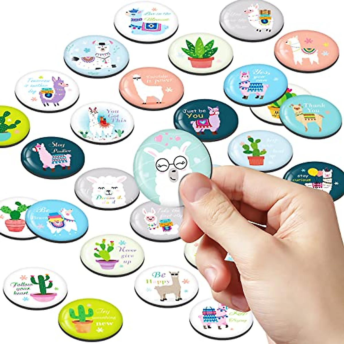 MORCART 30PCS Inspirational Magnets, Llama Cactus Motivational Magnets for Refrigerator Cute Animal Magnets for Fridge Classroom Whiteboard Locker Office