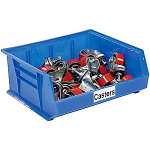 Blue Plastic Stacking Bin 16-1/2 x 14-3/4 x 7 - Lot of 6