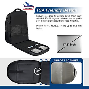 Z-MGKISS Travel Backpack, Large Laptop Backpack, TSA Carry On Backpack Flight Approved, Durable Business Gaming Backpack College School Backpack For Women Men with USB Fits 17.3 Inch Notebook, Black