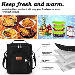 BALORAY Lunch Box for Men Women, Double Deck Insulated Lunch Bag for Adults with Adjustable Shoulder Strap, Reusable Lunch Cooler Bag Tote Bag for Work Office Outdoor Picnic Travel