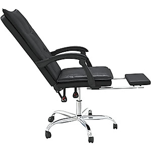 Reclining Office Chair,with Rolling Wheels with Adjustable seat Height Suitable for Office, Home, Study Space, Conference Room or Play Facility Black Faux Leather