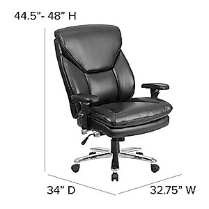 Flash Furniture HERCULES Series 24/7 Intensive Use Big & Tall 400 lb. Rated Black LeatherSoft Ergonomic Office Chair with Lumbar Knob