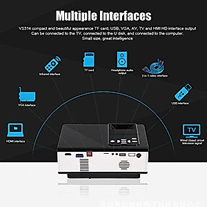 VS314 Mini Projector, 1500 Lumens HD Video Projector 180'' Home Cinema LCD Movie Projector with Remote Control Support 1080P External Phone Sync Screen Micro Projecting for Home Entertainment (US)