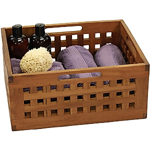 AquaTeak Grate Medium Size Teak Storage Bin