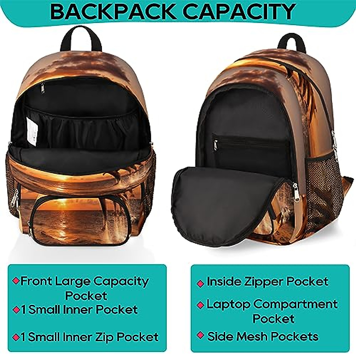 Yzrwebo Dolphins Backpack for Women Men Ocean Animal Dolphin Lightweight Backpack with Multiple Pockets Laptop iPad Tablet Travel Sports Bag Casual Daypack Backpack Adjustable Shoulder Straps