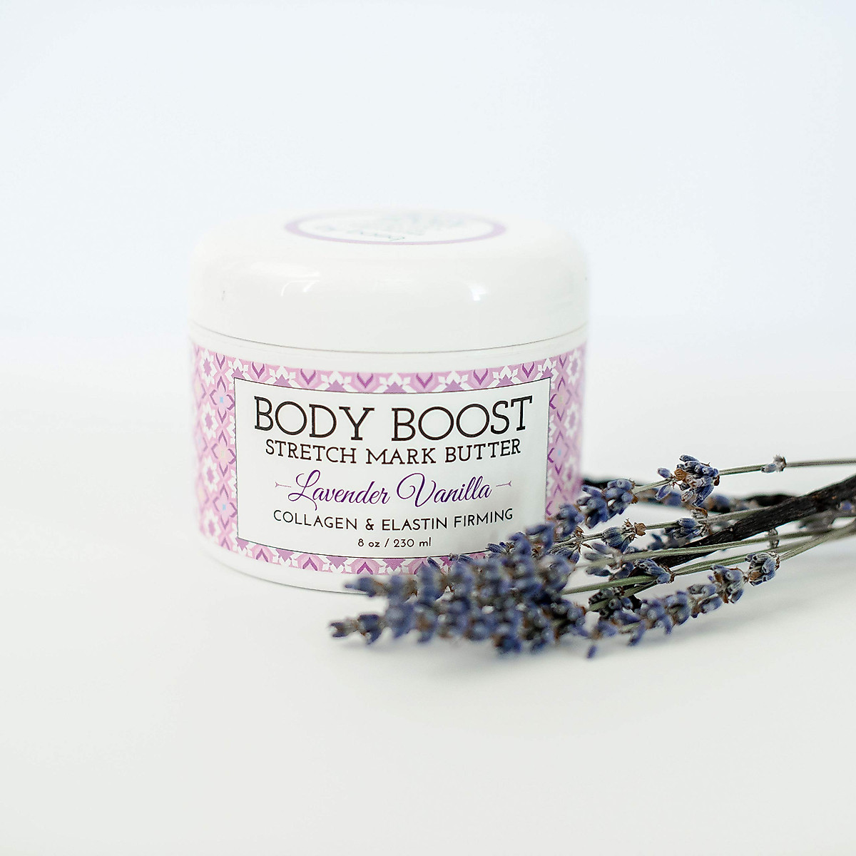 Body Boost Lavender Vanilla Stretch Mark Butter 8 oz.- Helps Treat Stretch Marks and Scars- Pregnancy and Nursing Safe- with Shea Butter